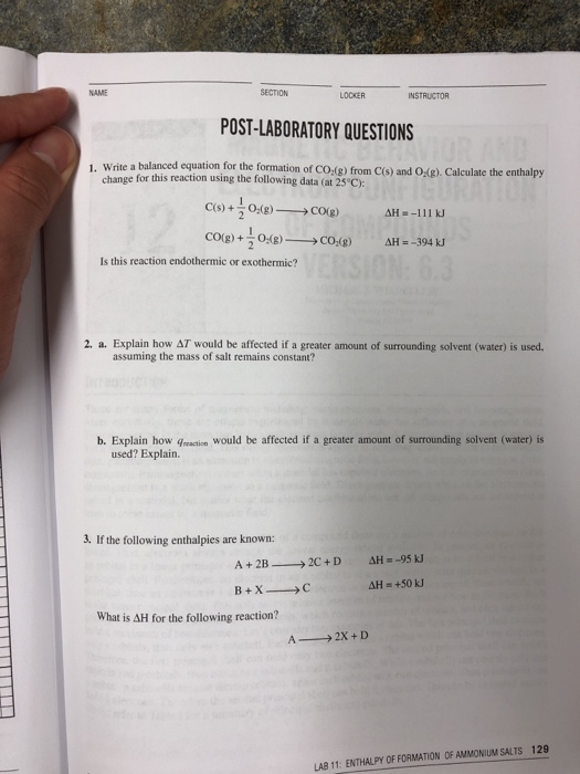 Solved SECTION NAME LOCKER INSTRUCTOR POST-LABORATORY | Chegg.com