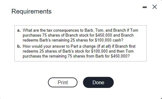 Barb owns all 100 shares of Branch Corporation stock | Chegg.com