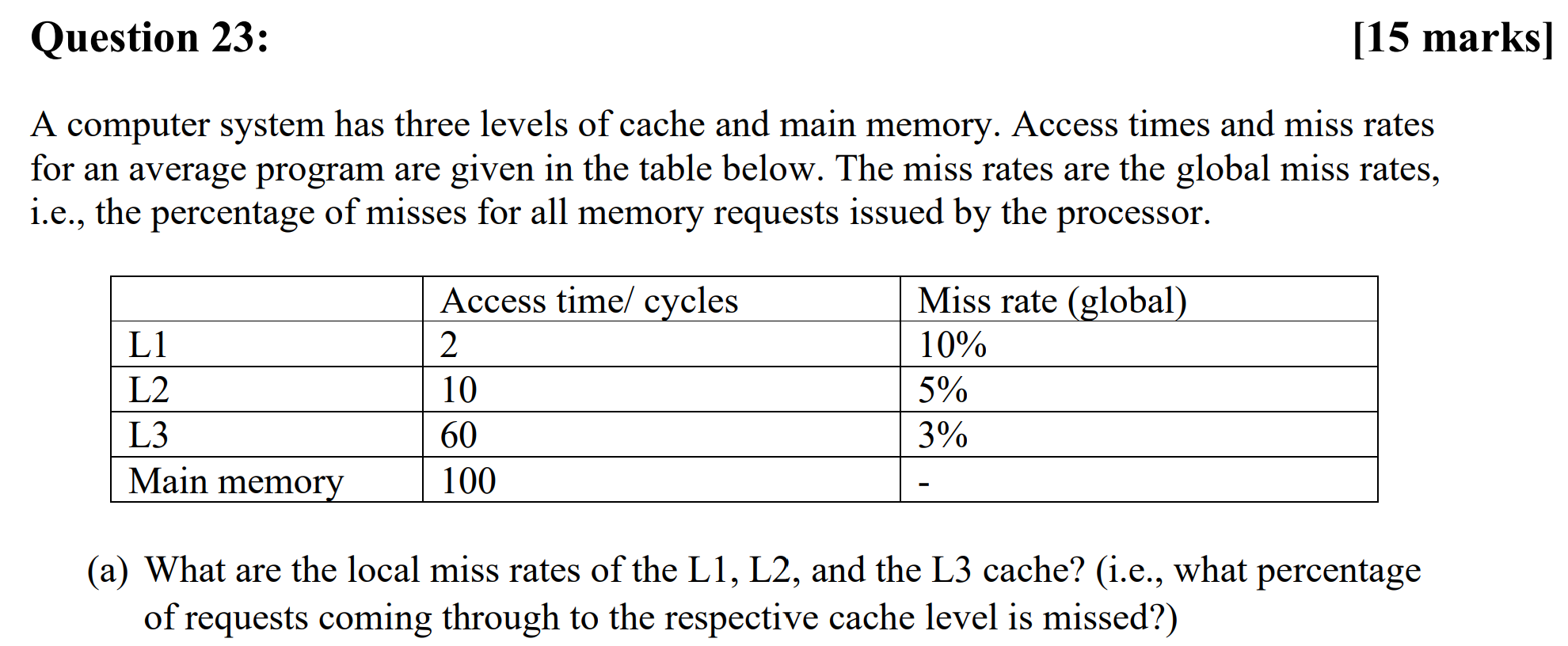Solved (b) Calculate the average memory access time | Chegg.com Solved (b) Calculate the average memory access time | Chegg.com