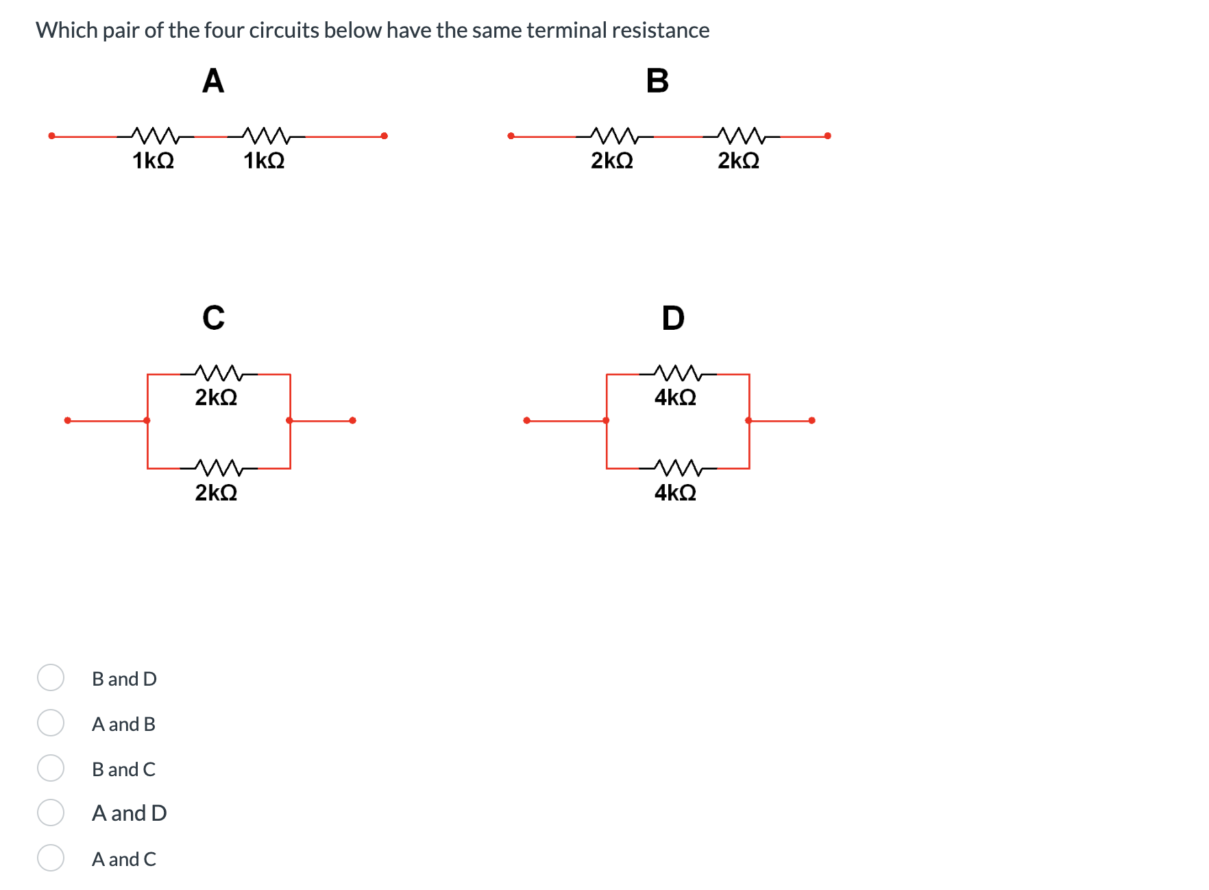 Solved Which pair of the four circuits below have the same | Chegg.com