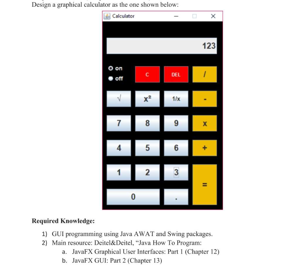 Design a graphical calculator as the one shown below: | Chegg.com