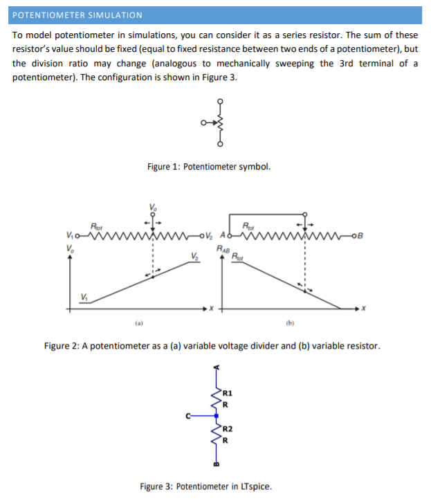 Solved POTENTIOMETER SIMULATION To model potentiometer in | Chegg.com