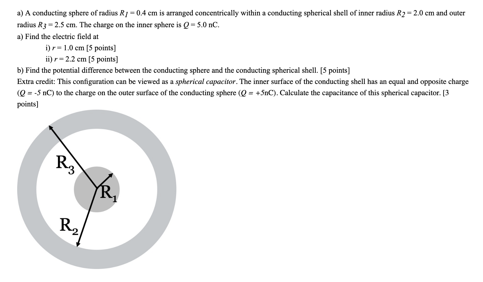 Solved A conducting sphere of radius R1 = 0.4 cm is arranged | Chegg.com