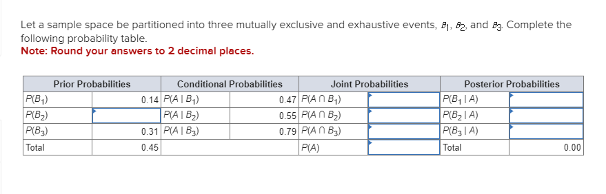 Solved Let a sample space be partitioned into three mutually | Chegg.com