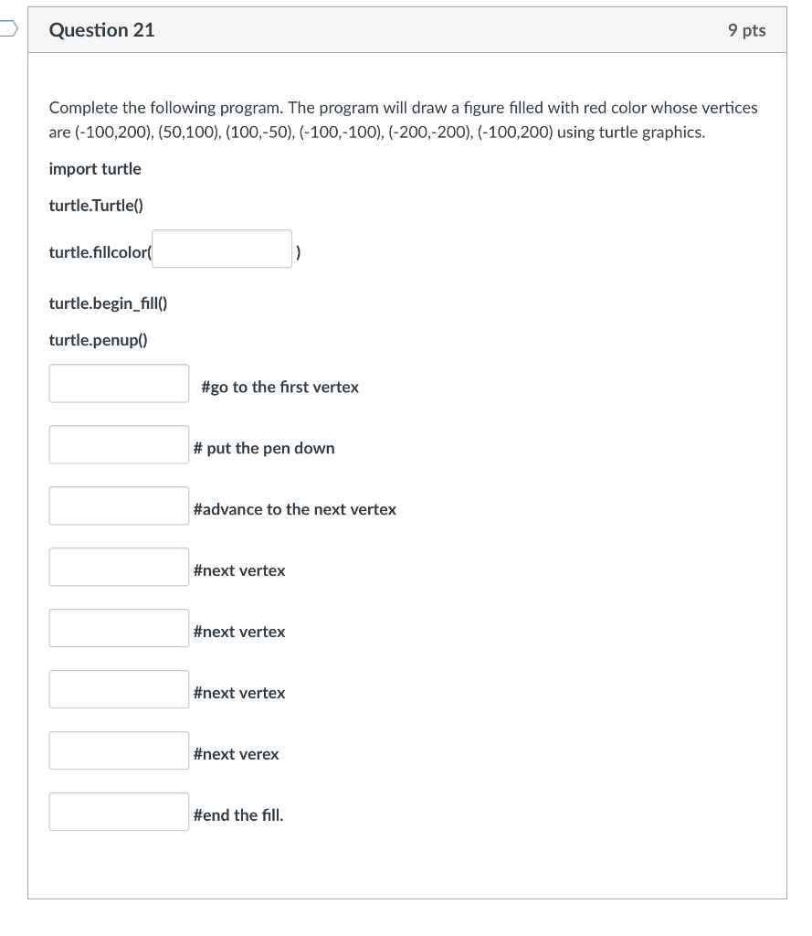 Solved Complete the following program. The program will draw | Chegg.com