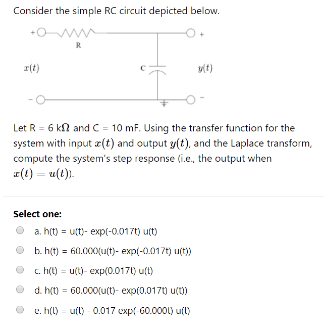 Solved Consider the simple RC circuit depicted below. 0 + | Chegg.com