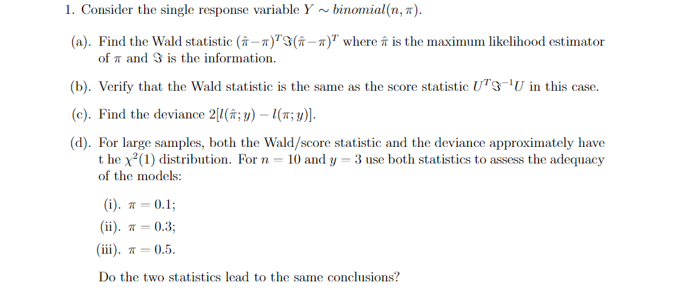 Solved Consider the single response variable | Chegg.com