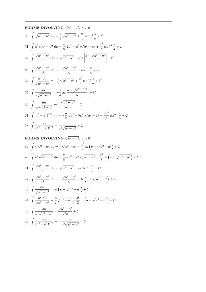 Calculus 2 Formula Sheet
