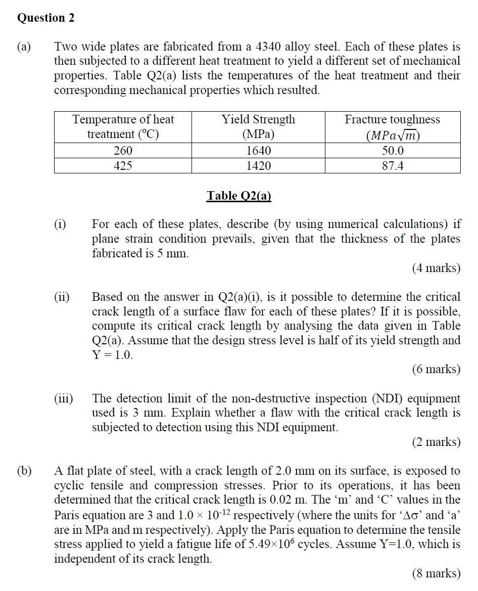 Two wide plates are fabricated from a 4340 alloy | Chegg.com
