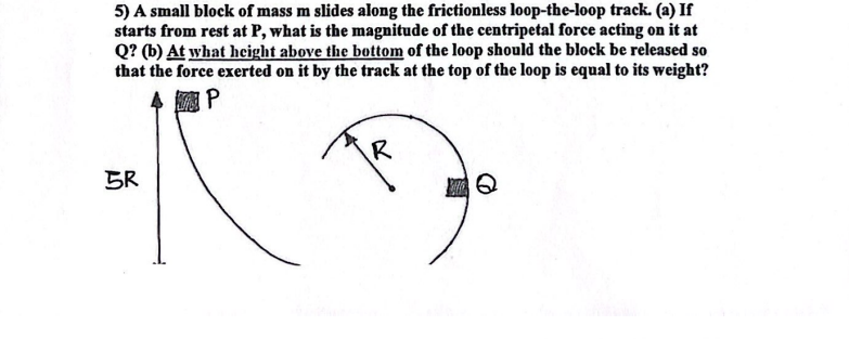 Solved 5) A small block of mass m slides along the | Chegg.com