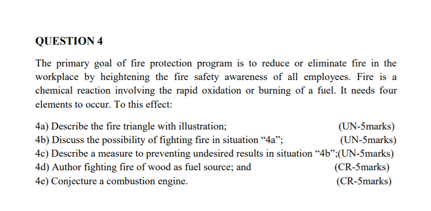 Solved QUESTION 4 The primary goal of fire protection | Chegg.com