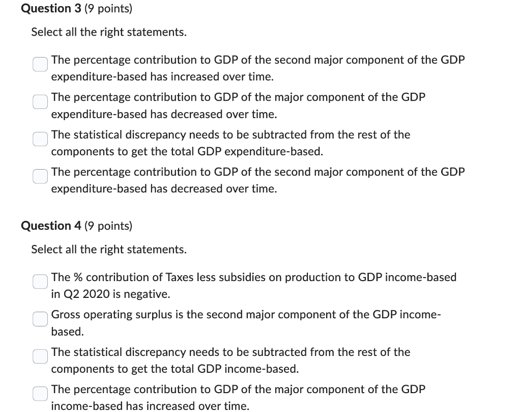 [Solved]: Calculate the contribution of each GDP