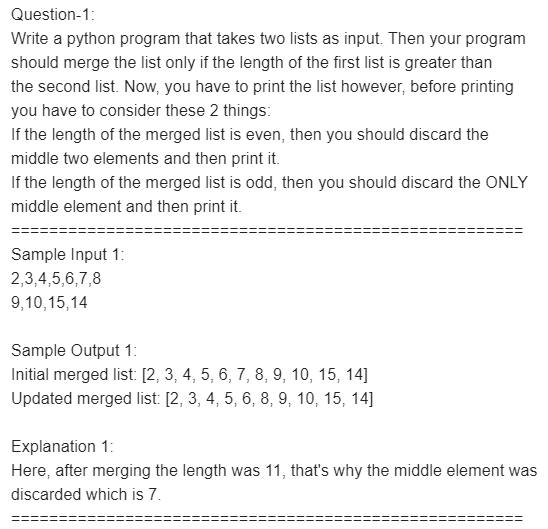 Solved Question 1 Write A Python Program That Takes Two