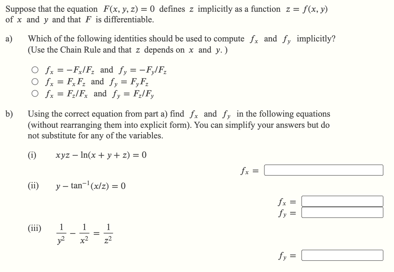 Solved Suppose that the equation F(x, y, z) = 0 defines z | Chegg.com