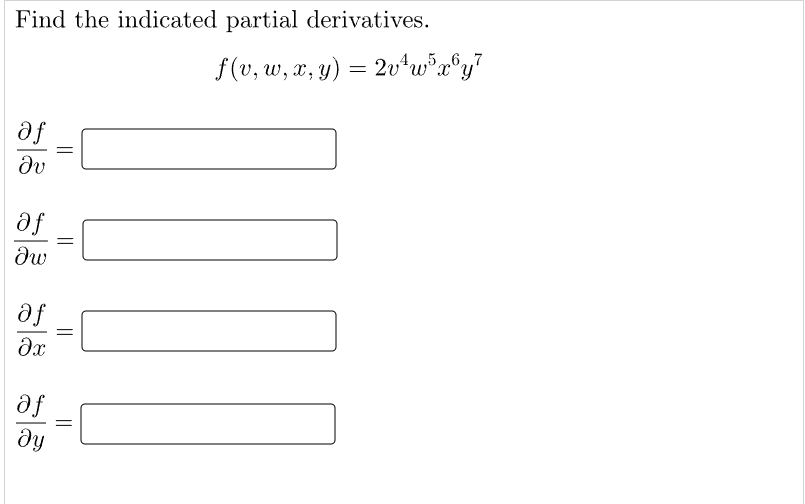 Solved Find the indicated partial derivatives. | Chegg.com