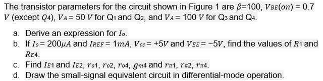 Solved The transistor parameters for the circuit shown in | Chegg.com
