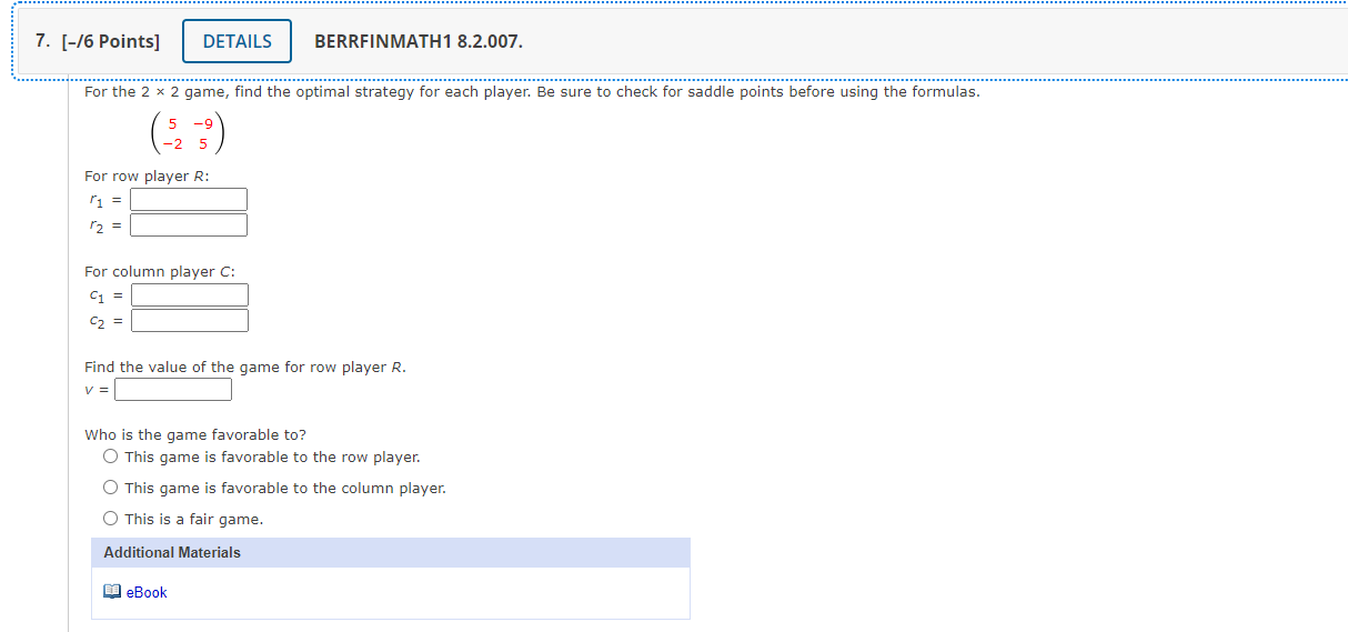 Solved 7. [-76 Points] DETAILS BERRFINMATH1 8.2.007. For the | Chegg.com