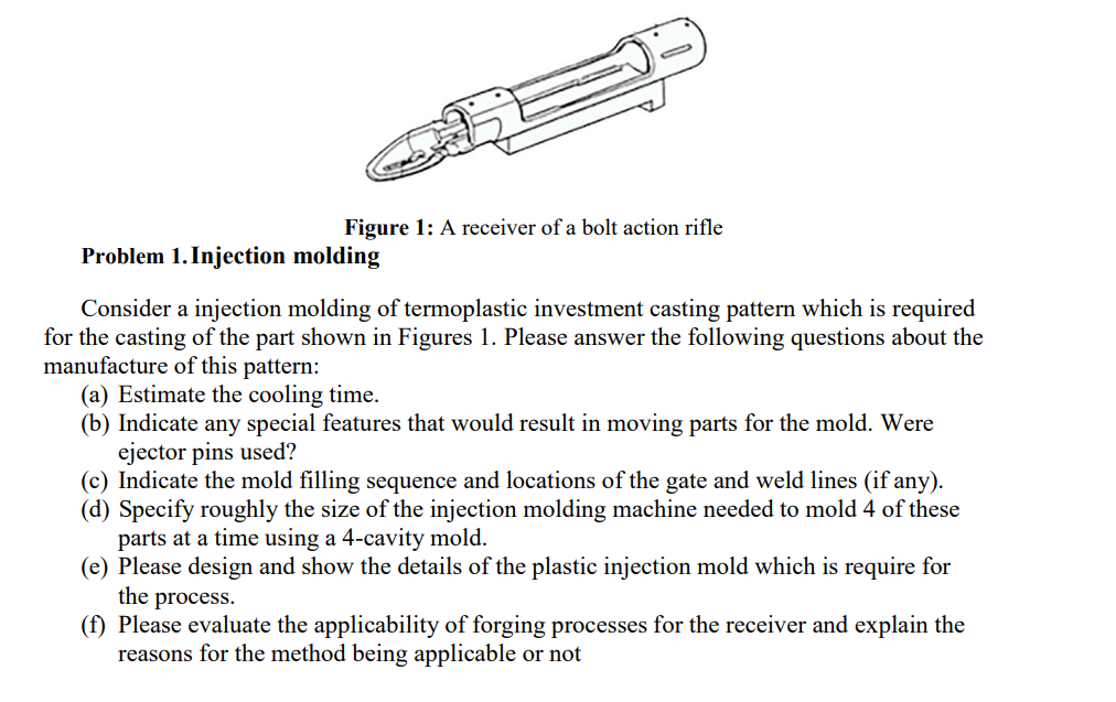 Solved Consider a injection molding of termoplastic | Chegg.com