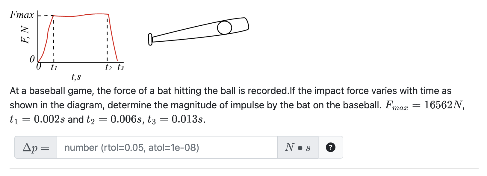 Solved At a baseball game, the force of a bat hitting the | Chegg.com