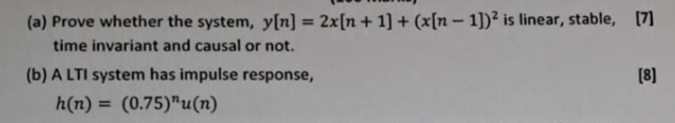 Solved (a) ﻿Prove whether the system, | Chegg.com