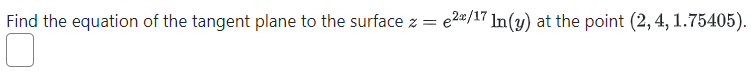 Solved Find the equation of the tangent plane to the surface | Chegg.com