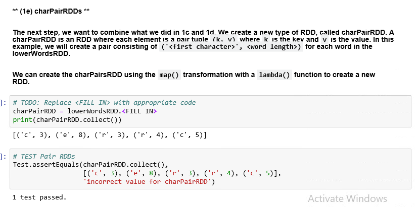Spark Programming. Fill in where it says | Chegg.com
