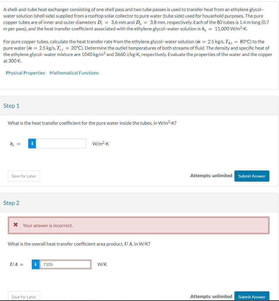 Solved A shell-and-tube heat exchanger consisting of one | Chegg.com