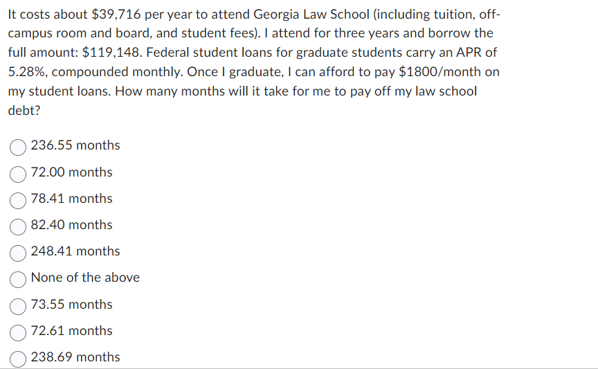 Solved It costs about $39,716 per year to attend Georgia Law | Chegg.com