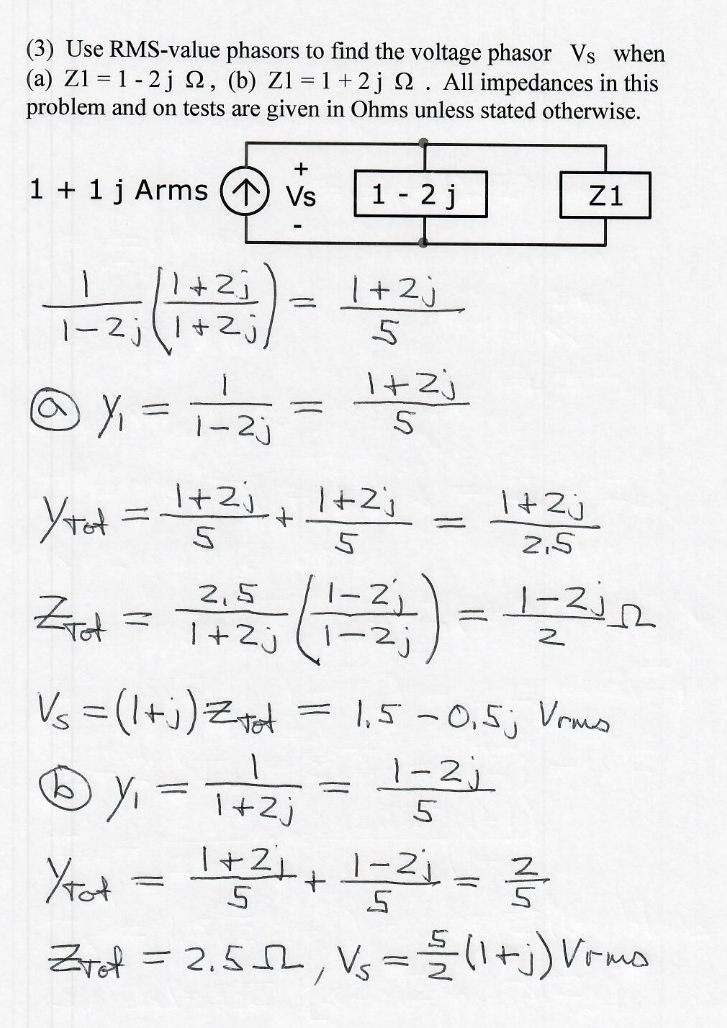 (3) Use RMS-value phasors to find the voltage | Chegg.com