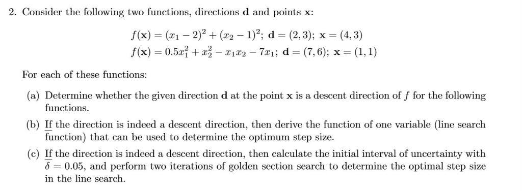 Solved 2. Consider the following two functions, directions d | Chegg.com