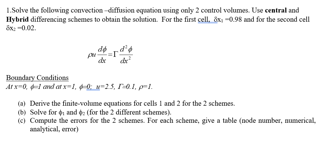 Solved 1.Solve the following convection–diffusion equation | Chegg.com