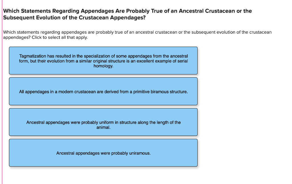Solved Which Statements Regarding Appendages Are Probably | Chegg.com