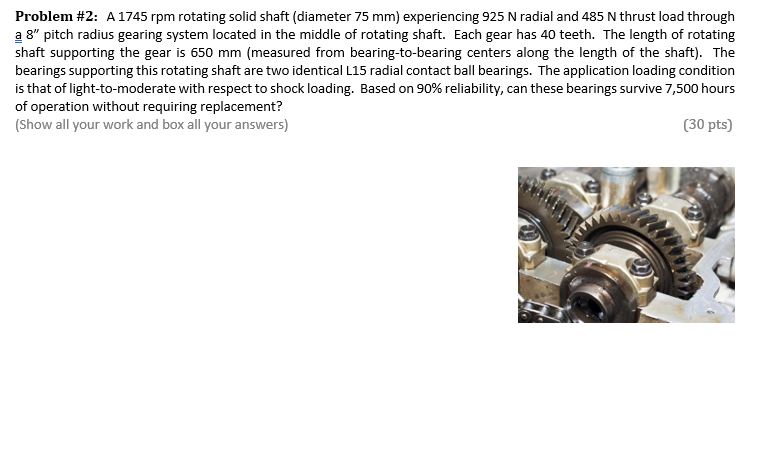 Solved Problem #2: A 1745 rpm rotating solid shaft (diameter | Chegg.com