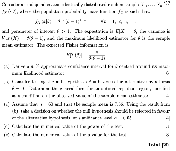 Solved IID n Consider an independent and identically | Chegg.com