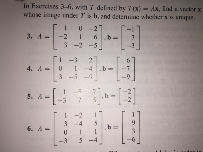 Solved In Exercises 3 6 With T Defined By T X Ax Find A