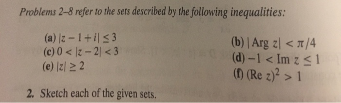 Solved Problems 2-8 refer to the sets described by the | Chegg.com