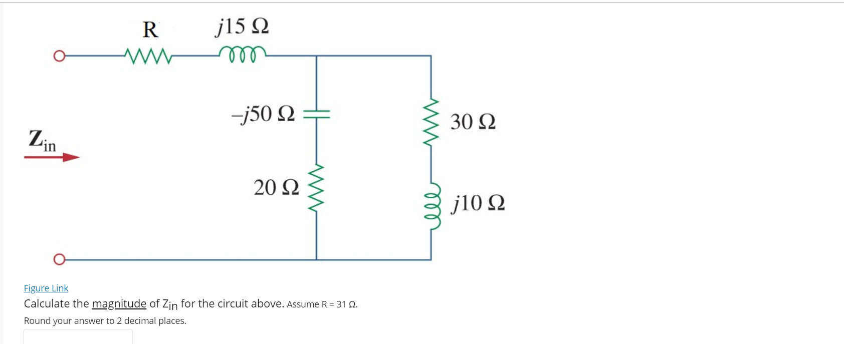 Solved Calculate the magnitude of Zin for the circuit above. | Chegg.com