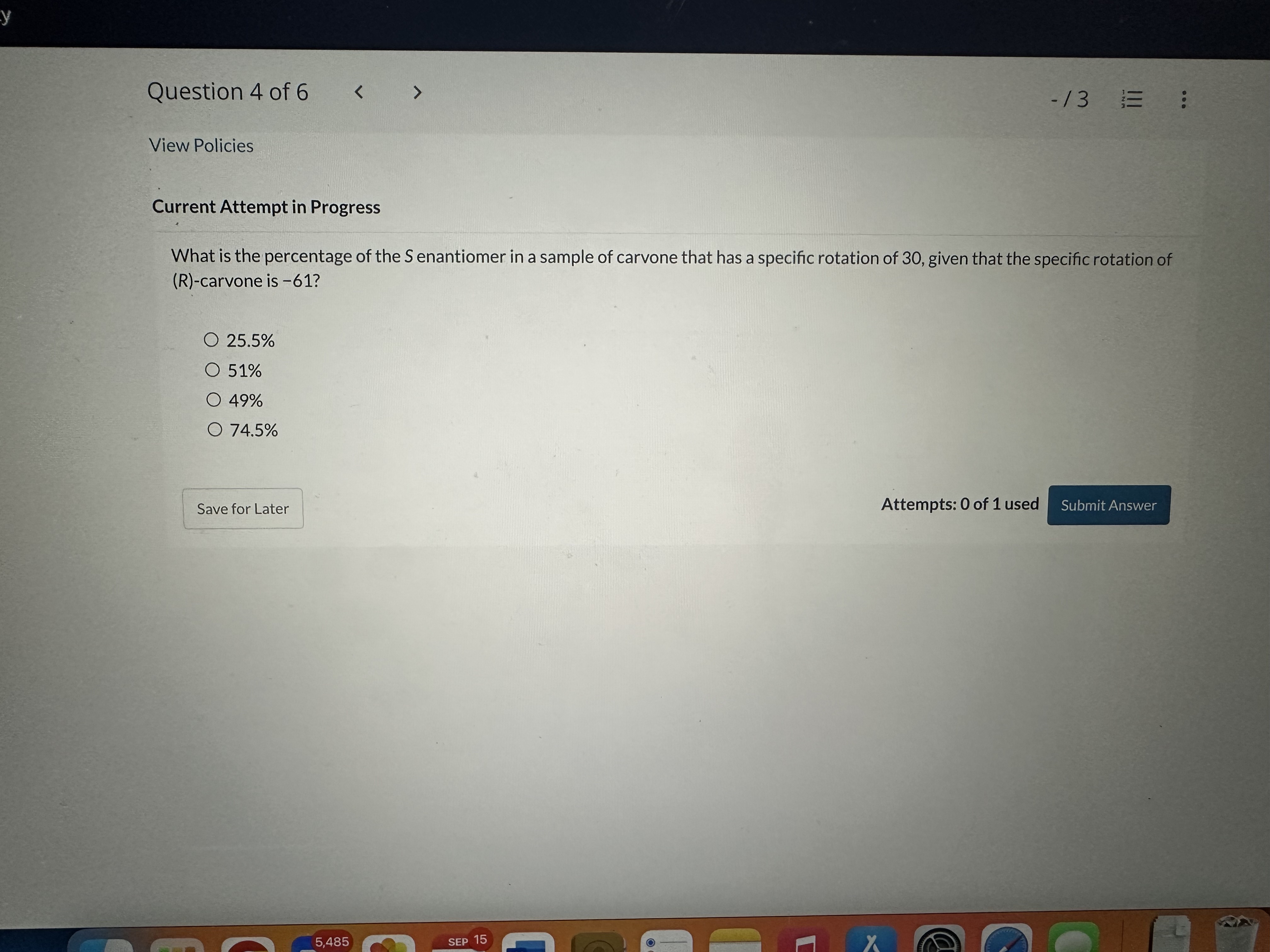 Solved What is the percentage of the S enantiomer in a | Chegg.com