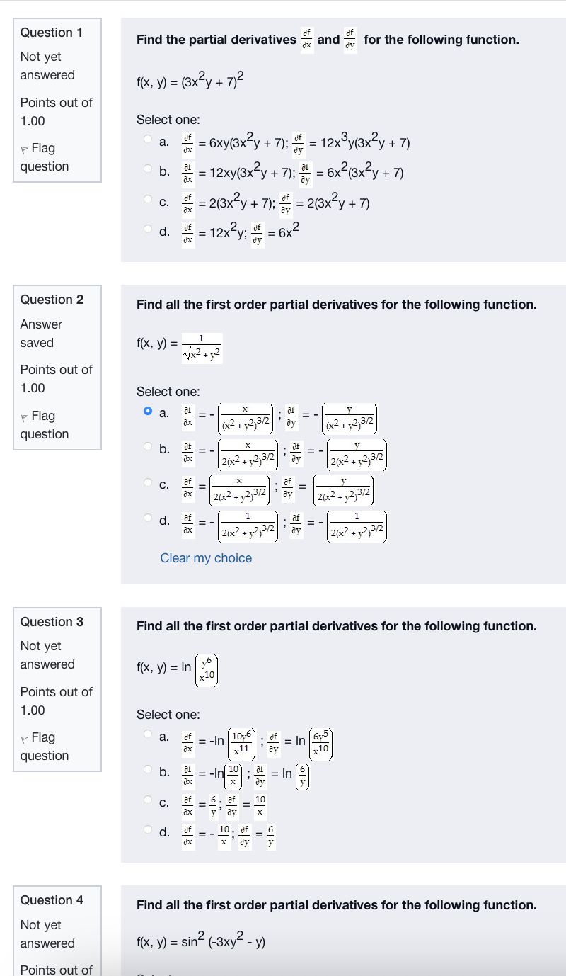 Solved Find the partial derivatives ∂x∂f and ∂y∂f for the | Chegg.com