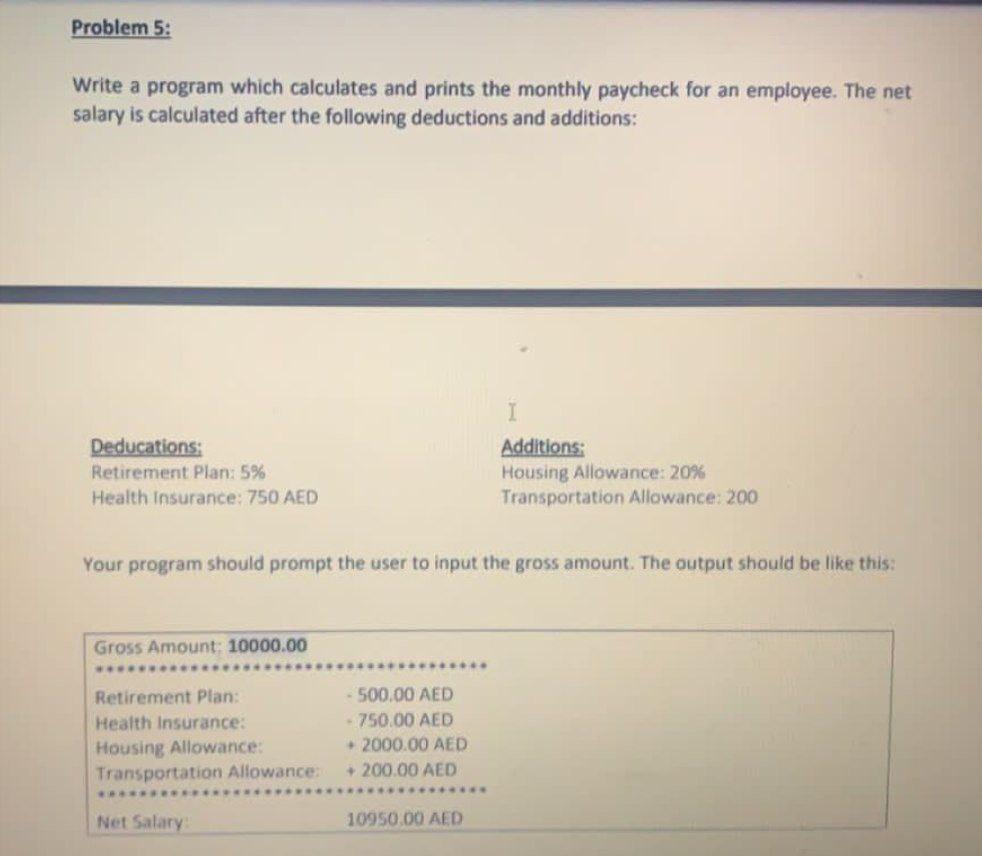 Solved Problem 5: Write a program which calculates and | Chegg.com