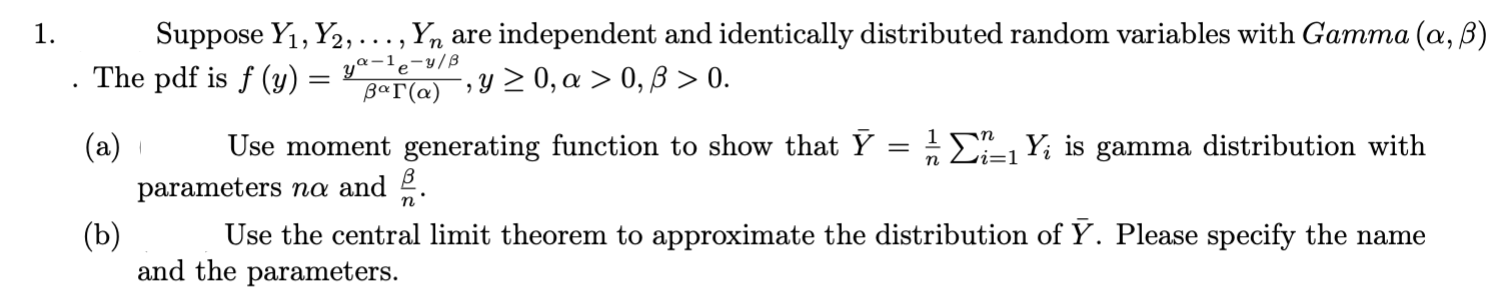 Solved 1. Suppose Y1,Y2,…,Yn are independent and identically | Chegg.com