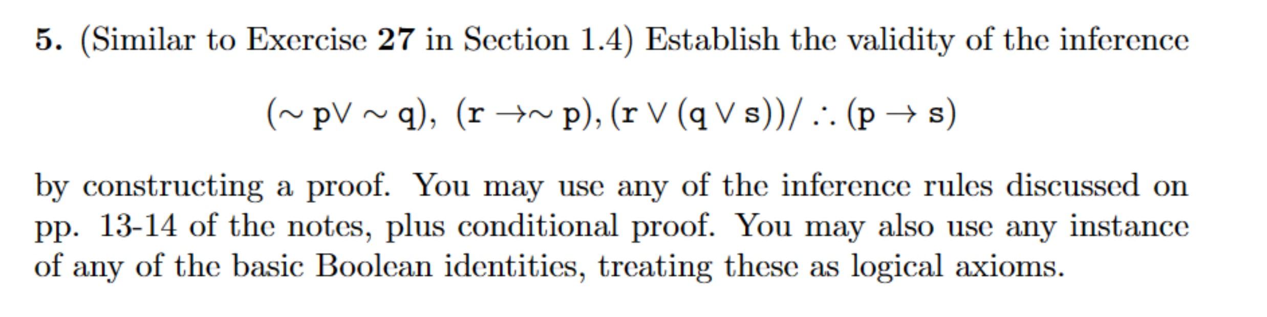 Solved 5. (Similar to Exercise 27 in Section 1.4) Establish | Chegg.com