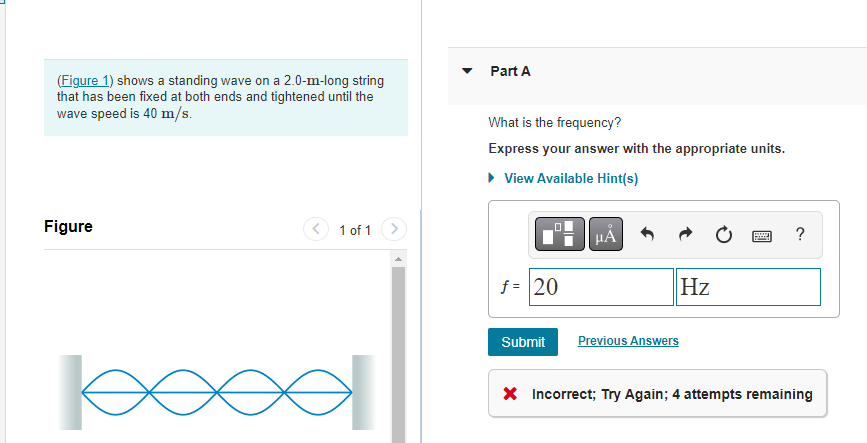 Solved Figure 1 Shows A Standing Wave On A 2 0 M Long