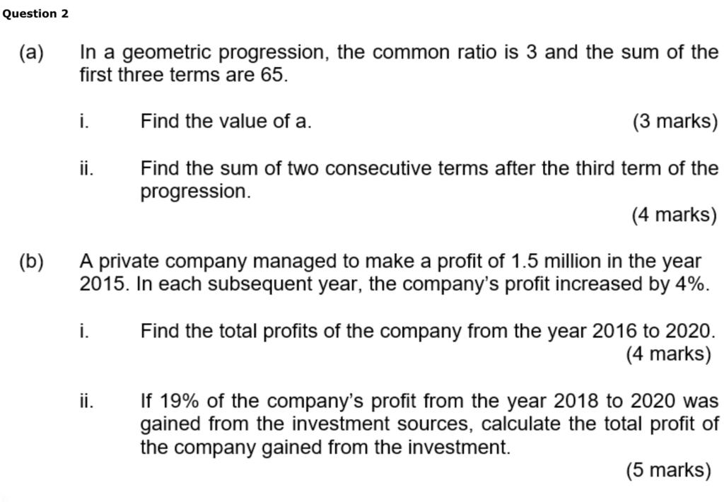 Solved (a) In a geometric progression, the common ratio is 3 | Chegg.com