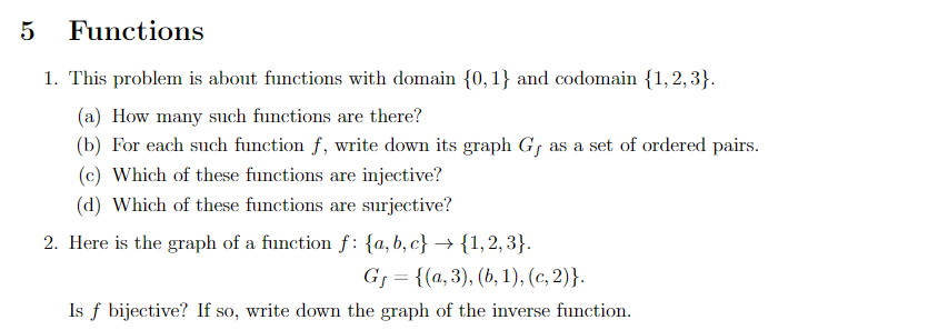 Solved 1. This problem is about functions with domain {0,1} | Chegg.com