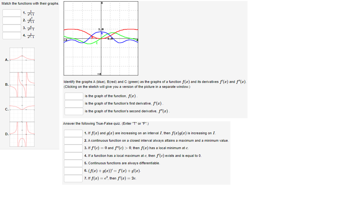 Solved Match the functions with their graphs 1. 1 2. 3. * | Chegg.com