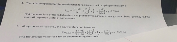 The radial component for the wavefunction for a 3p, | Chegg.com