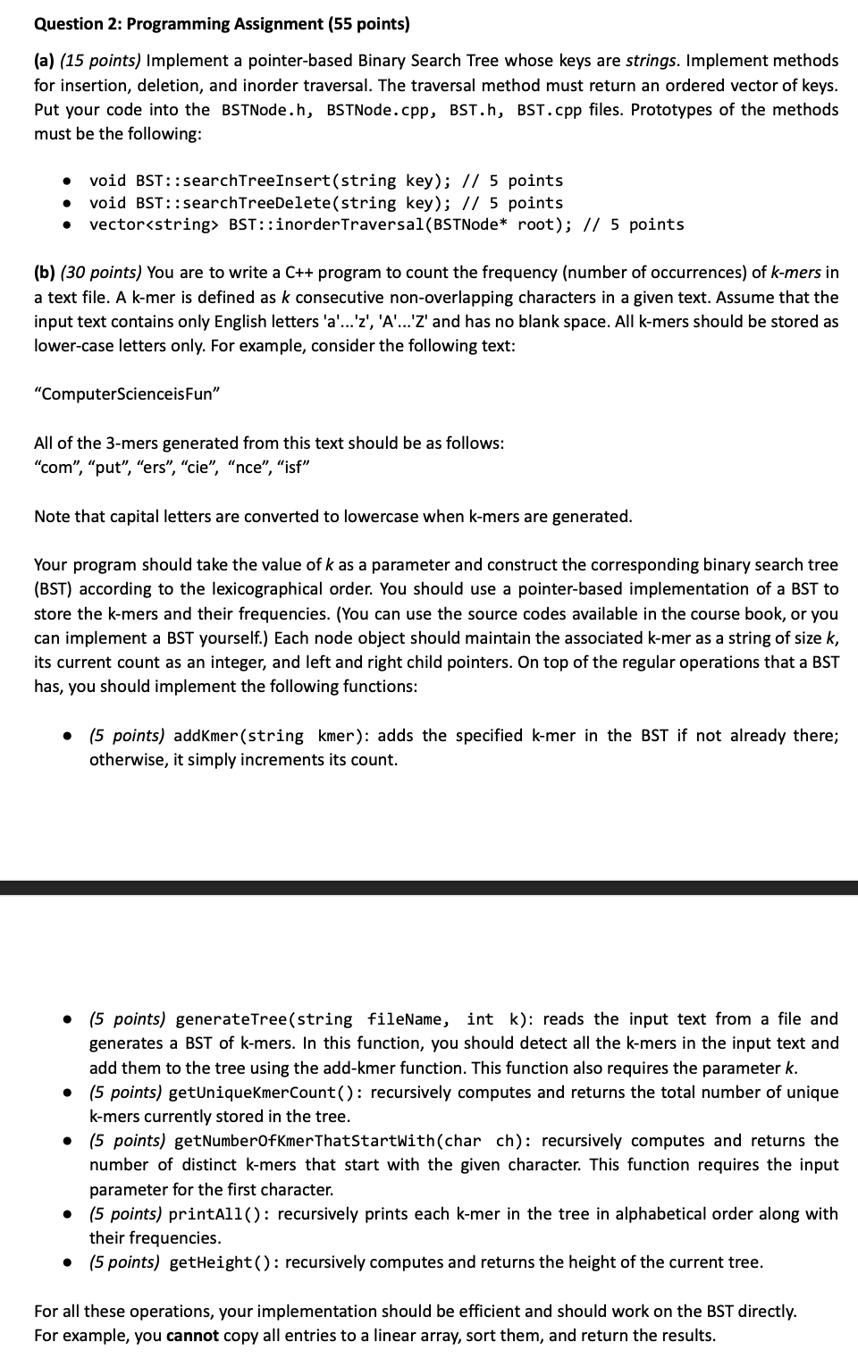 Solved Question 2: Programming Assignment (55 | Chegg.com