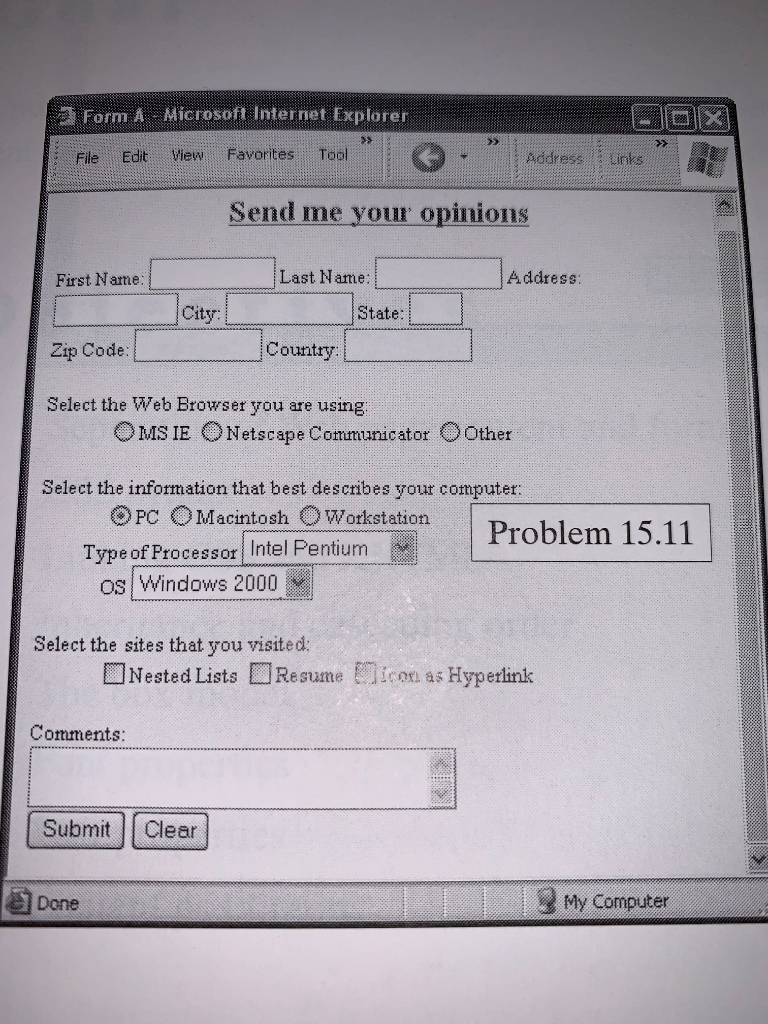 Solved HTML Forms Assignment 1. Please make sure every | Chegg.com