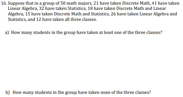 Solved 16. Suppose that in a group of 50 math majors, 21 | Chegg.com Solved 16. Suppose that in a group of 50 math majors, 21 | Chegg.com